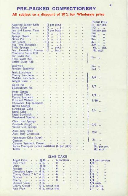 Landers Bread Price List 1963 | Shops and Retail, Mansfield Business ...