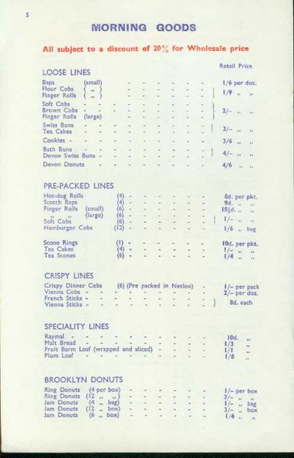 Landers Bread Price List 1963 | Shops and Retail, Mansfield Business ...